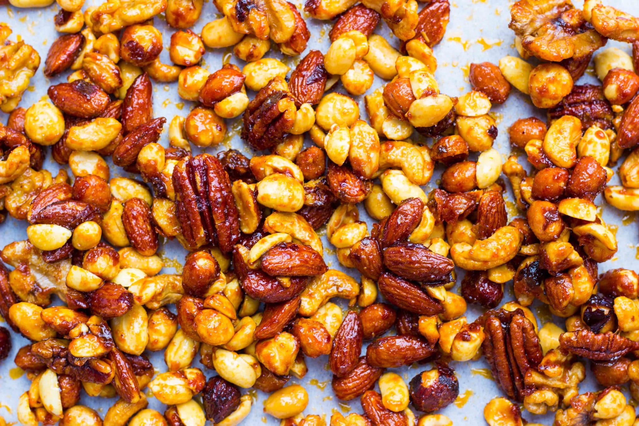 Sriracha & Maple Roasted Mixed Nuts - She Likes Food