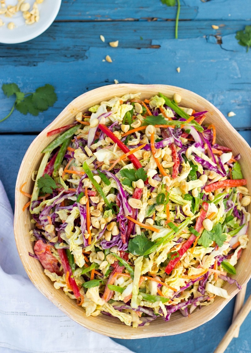 Creamy Rainbow Asian Slaw - She Likes Food