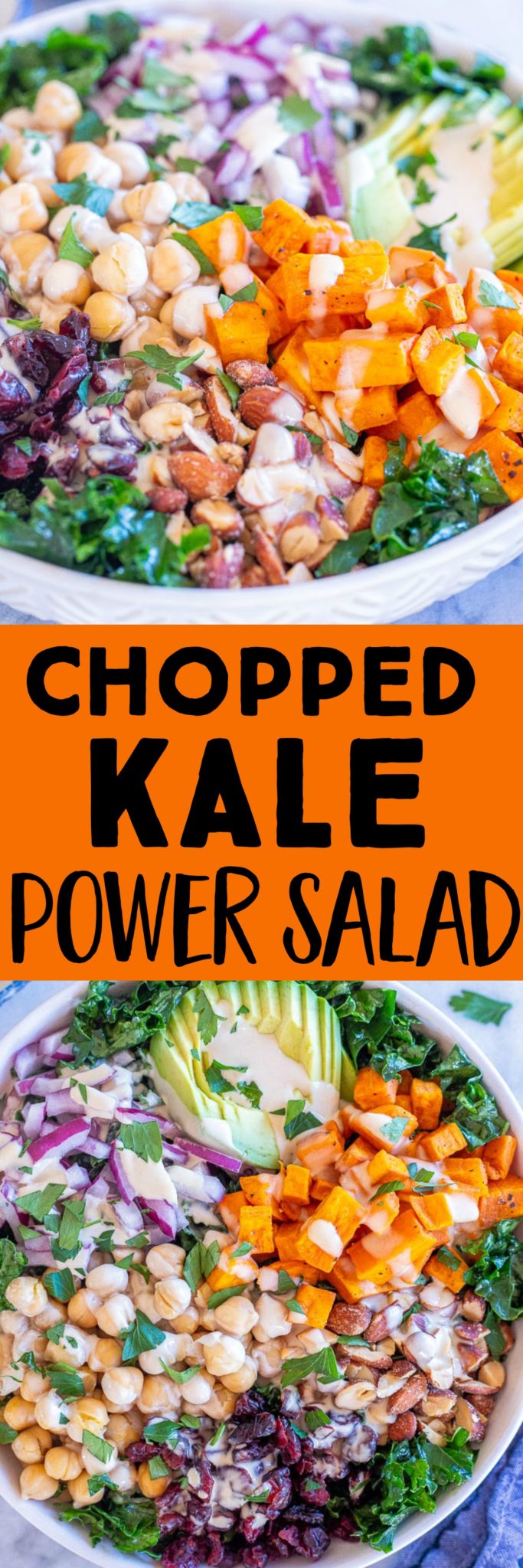 Chopped Kale Power Salad with Lemon Tahini Dressing - She Likes Food