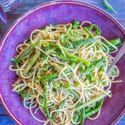 Spring Vegetable Pasta with Lemon and Dill - She Likes Food