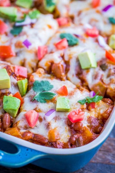 Cheesy Potato Enchilada Casserole - She Likes Food