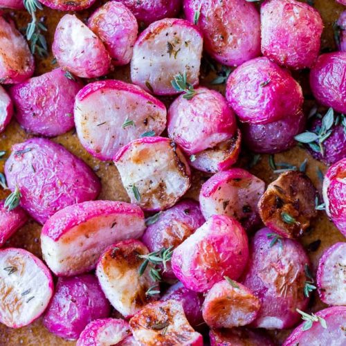 Roasted Radishes with Garlic and Herbs - She Likes Food