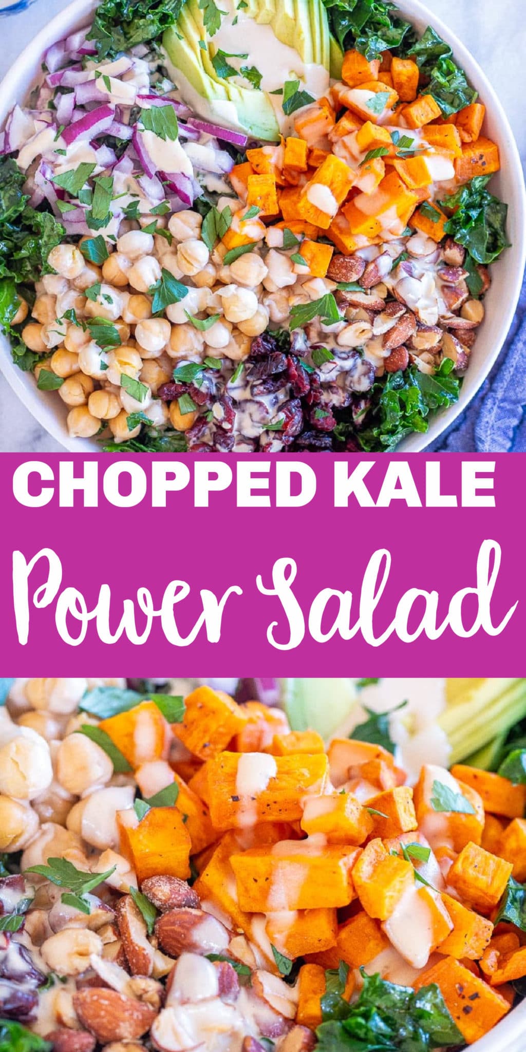 Chopped Kale Power Salad with Lemon Tahini Dressing - She Likes Food
