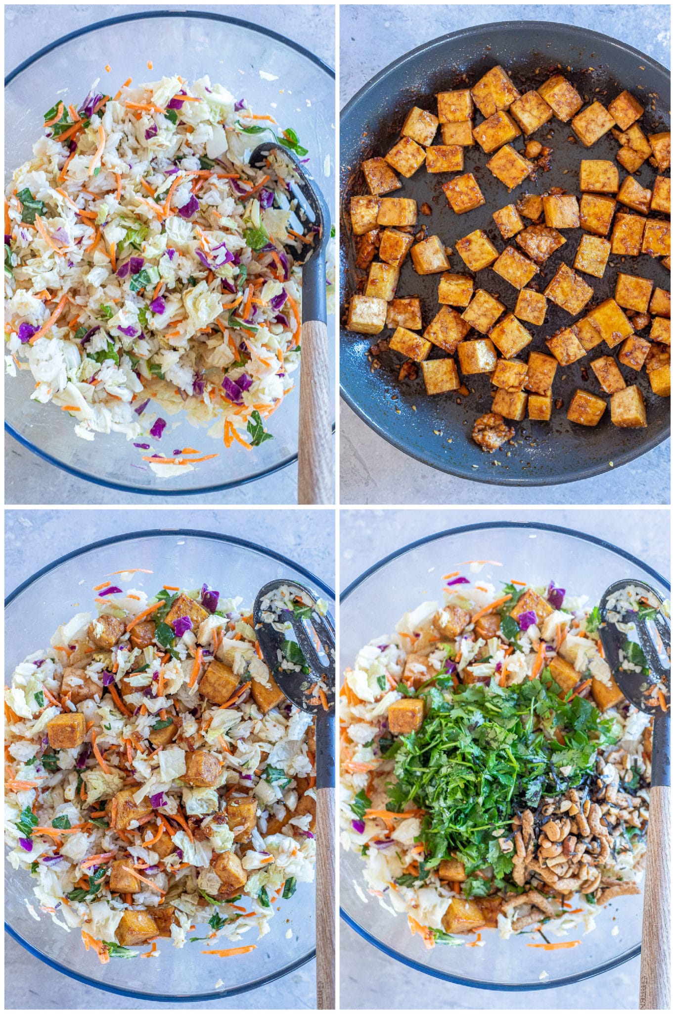 Sesame Crunch Salad with Rice and Tofu - She Likes Food