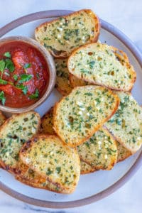 Thin and Crispy Garlic Bread with Miso Butter - She Likes Food