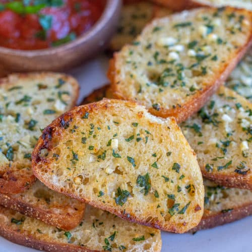 Thin and Crispy Garlic Bread with Miso Butter - She Likes Food