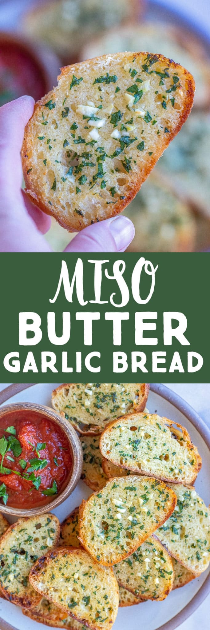 Thin and Crispy Garlic Bread with Miso Butter - She Likes Food