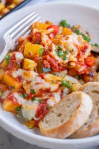 Sheet-Pan Polenta Vegetable Bake - She Likes Food