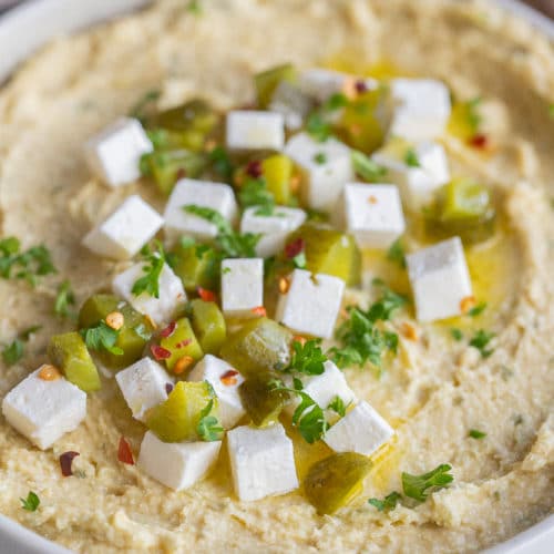 Dill Pickle Feta Chickpea Dip - She Likes Food