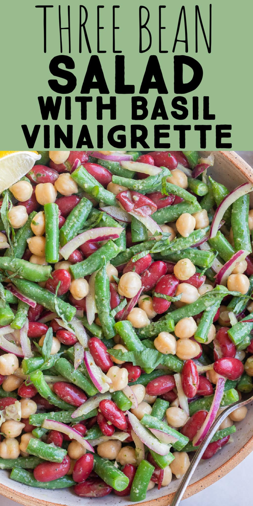 Three-Bean Salad with Basil Vinaigrette - She Likes Food