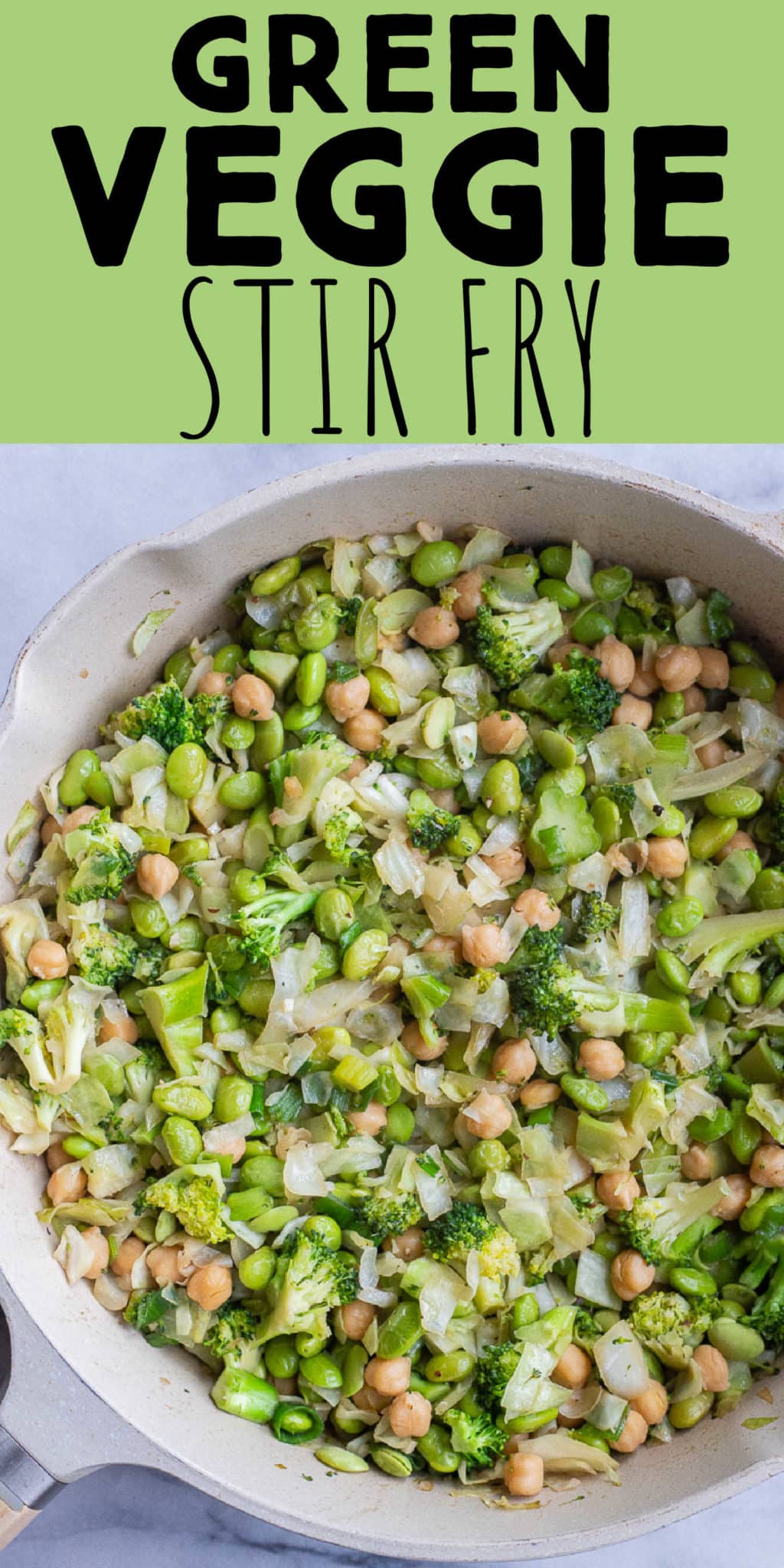 Green Veggie Stir Fry with Chickpeas - She Likes Food