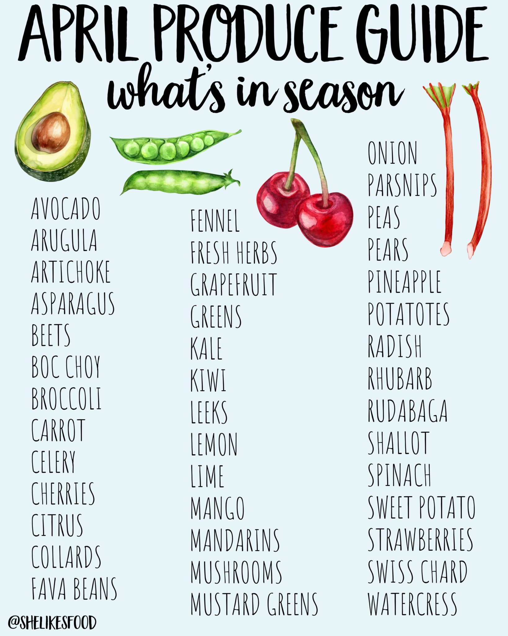 April Produce Guide + In Season Recipes - She Likes Food April Produce Guide + In Season Recipes - She Likes Food