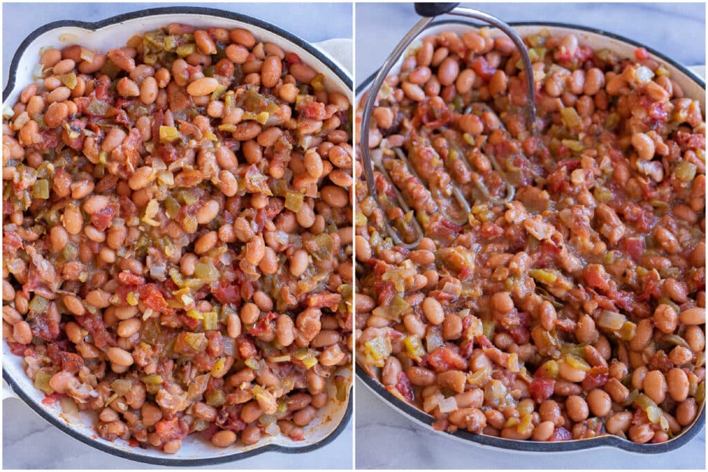 Cheesy Green Chile Pinto Beans - She Likes Food